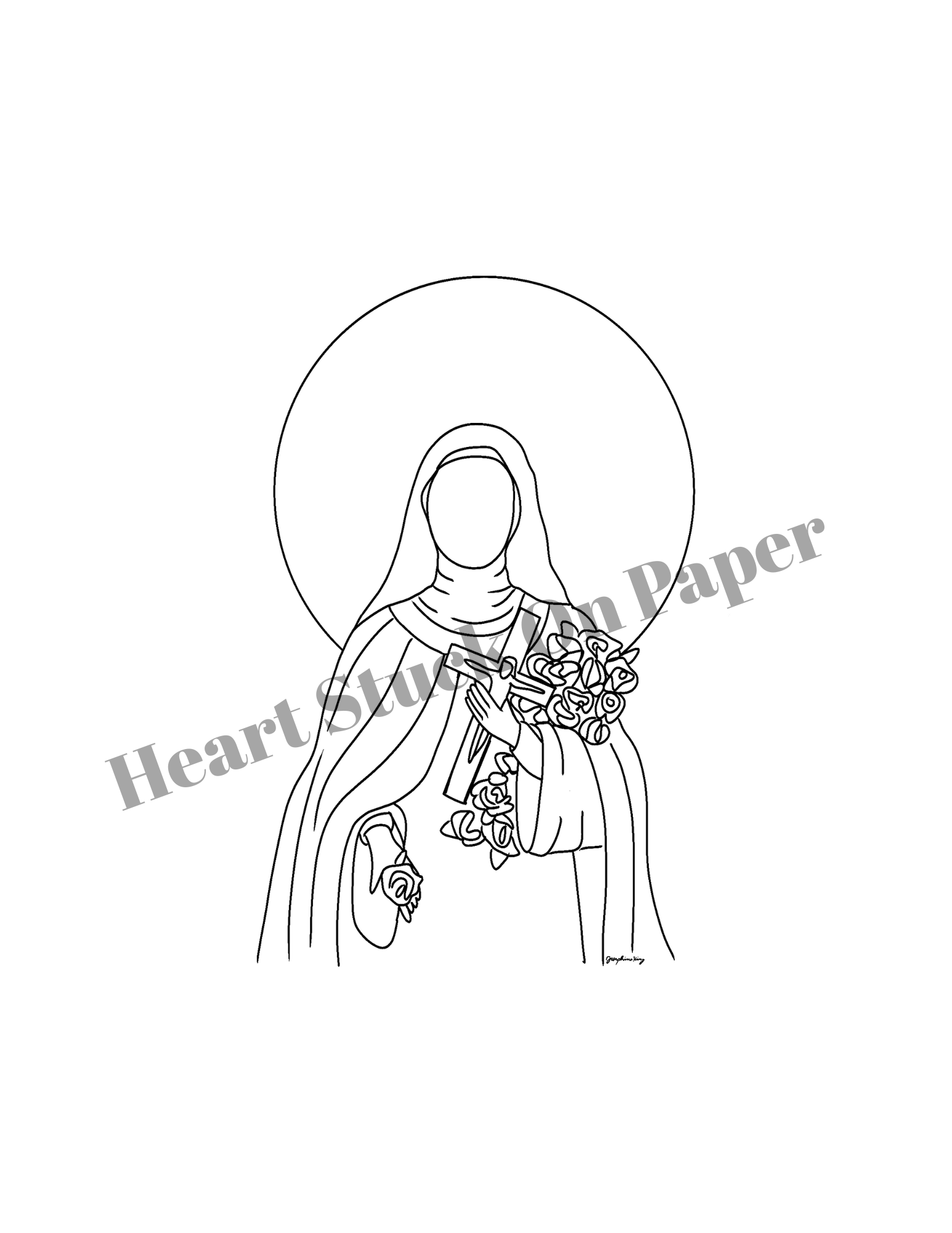 St. Therese of Lisieux Coloring Page – Heart Stuck on Paper